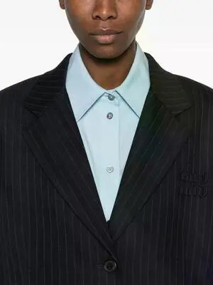 Miu Miu Single-breasted Pinstripe Virgin Wool-blend Coat