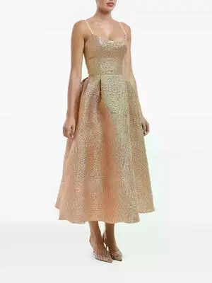 POST MERIDIEM Jacquard Corset-bustier Midi Dress - Neutrals