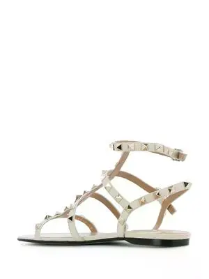 Valentino Garavani Rockstud Flat Calfskin Leather Sandals