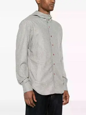 Kiton Mariano Flannel Hooded Shirt - Grey