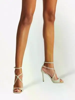 JIMMY CHOO Azia 95mm Glitter Sandals - Silver