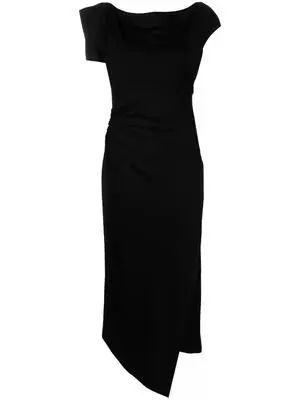 DEL CORE Asymmetric Ruched Midi Dress