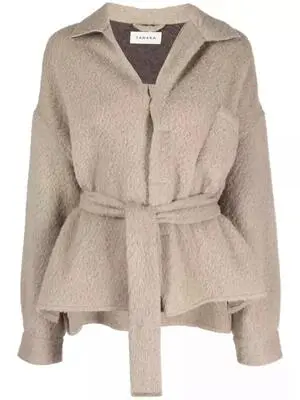 TANAKA V-neck Belted Fleece Cardigan-coat