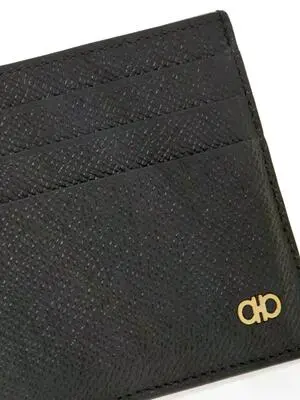 FERRAGAMO Gancini Leather Card Holder - Black