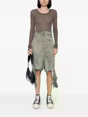 Rick Owens Distressed Denim Skirt