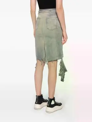 Rick Owens Distressed Denim Skirt