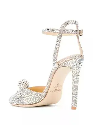 JIMMY CHOO Sacora 100 Crystal Embellished Suede Sandals - Silver