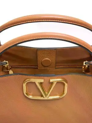 Valentino Garavani Medium Alltime Leather Tote - Brown