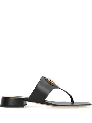 Valentino Garavani Vlogo Leather Slides - Black