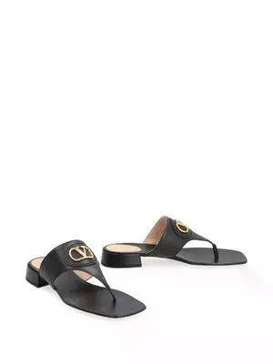 Valentino Garavani Vlogo Leather Slides - Black
