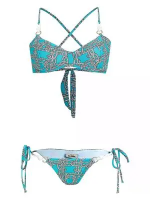 AMIR SLAMA Printed Brazilian Bikini - Blue