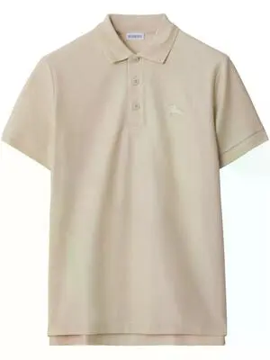 Burberry Sand Beige Polo Shirt With Equestrian Knight Motif - Neutrals
