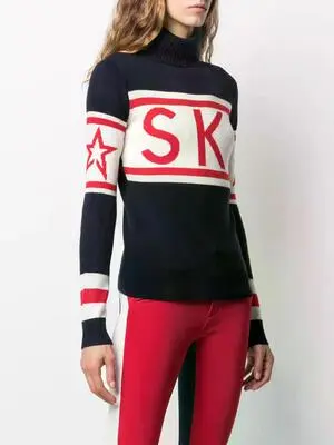 Perfect Moment Intarsia Knit Roll Neck Jumper - Blue