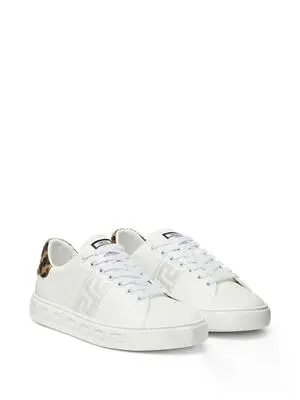 Versace Greca Leopard-embroidered Sneakers - White