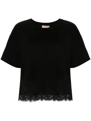 TWINSET Lace-trimmed Jersey T-shirt