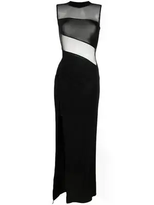 NENSI DOJAKA Sheer-paneling Floor-length Gown - Black