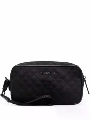 Emporio Armani Logo-plaque Zipped Clutch Bag - Black