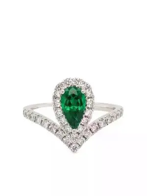 HYT JEWELRY 18kt White Gold Emerald And Diamond Ring - Silver