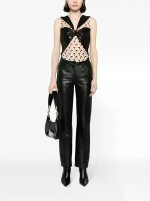 MARINE SERRE Logo-print Paneled Bodysuit - Black
