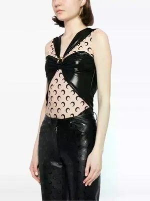 MARINE SERRE Logo-print Paneled Bodysuit - Black