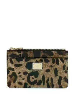 Dolce & Gabbana Leopard-print Leather Card Holder - Brown