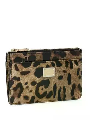 Dolce & Gabbana Leopard-print Leather Card Holder - Brown