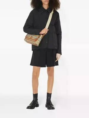 Burberry Calf Leather And Check Crossbody Bag - Neutrals