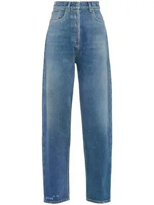 Prada High-rise Wide-leg Jeans With Worn Effect