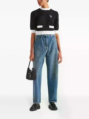 Prada High-rise Wide-leg Jeans With Worn Effect