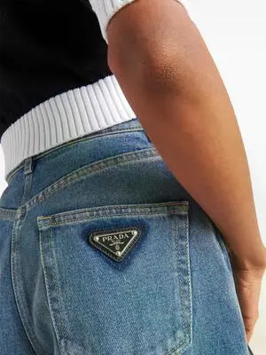 Prada High-rise Wide-leg Jeans With Worn Effect