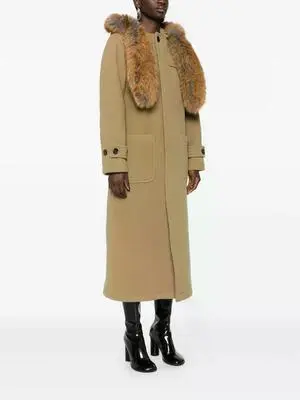 Burberry Faux-fur Trim Wool Coat