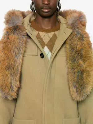 Burberry Faux-fur Trim Wool Coat