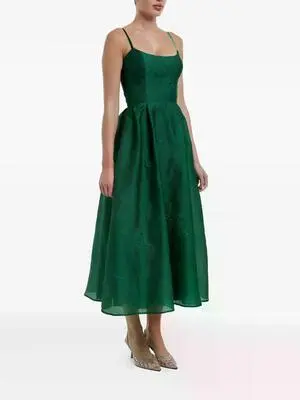 POST MERIDIEM Jacquard Corset-bustier Midi Dress - Green
