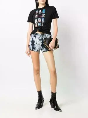 Philipp Plein Bleached Denim Mini Shorts