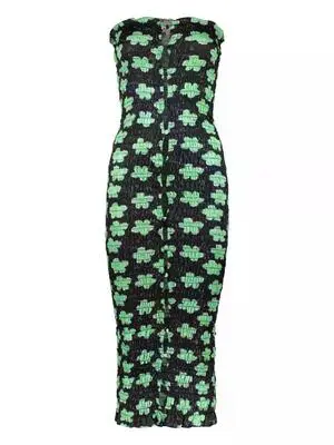AMY CROOKES Floral-print Midi Dress - Black