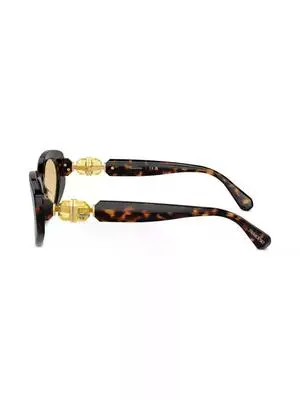 SWAROVSKI Tortoiseshell-effect Round-frame Sunglasses