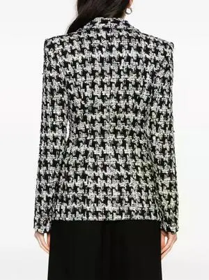 Faith Connexion Bouclé Houndstooth Double-breasted Blazer