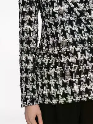 Faith Connexion Bouclé Houndstooth Double-breasted Blazer
