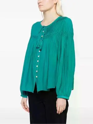 MARANT ETOILE Abadi Pintuck Blouse - Green