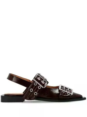 GANNI Buckle Ballerina Shoes - Red