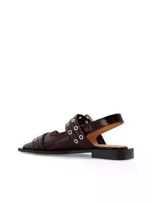 GANNI Buckle Ballerina Shoes - Red