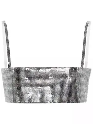 NUE Mirror Rhinestone-embellished Crop Top - Grey