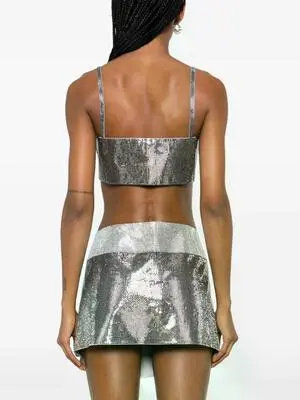 NUE Mirror Rhinestone-embellished Crop Top - Grey