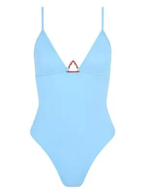 LET'S SWIM Shark-logo One-piece Swimsuit - Blue