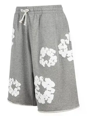 DENIM TEARS Drawstring Cotton Track Shorts - Grey