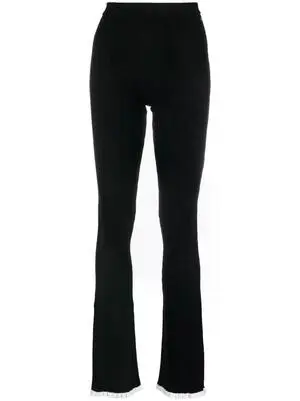 MSGM Intarsia-knit Logo High-waisted Trousers