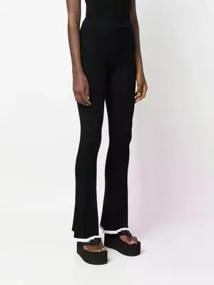 MSGM Intarsia-knit Logo High-waisted Trousers