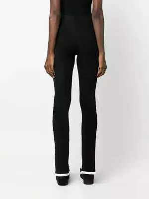 MSGM Intarsia-knit Logo High-waisted Trousers