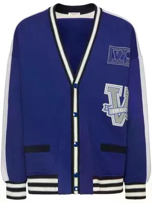 Valentino Garavani V Crew Patches V-neck Cardigan - Blue