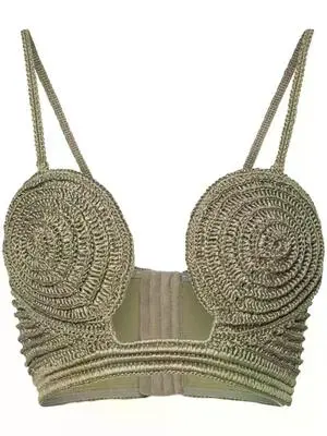Cult Gaia Viviana Crochet Bustier - Green